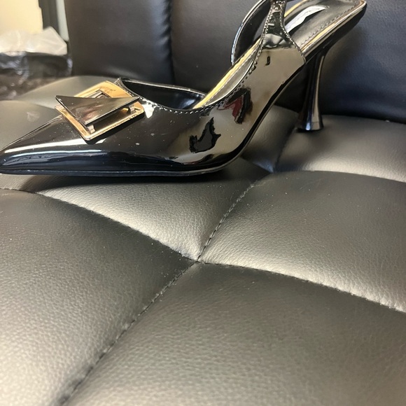Shoes | Black Patent Leather Slingback Heels | Poshmark